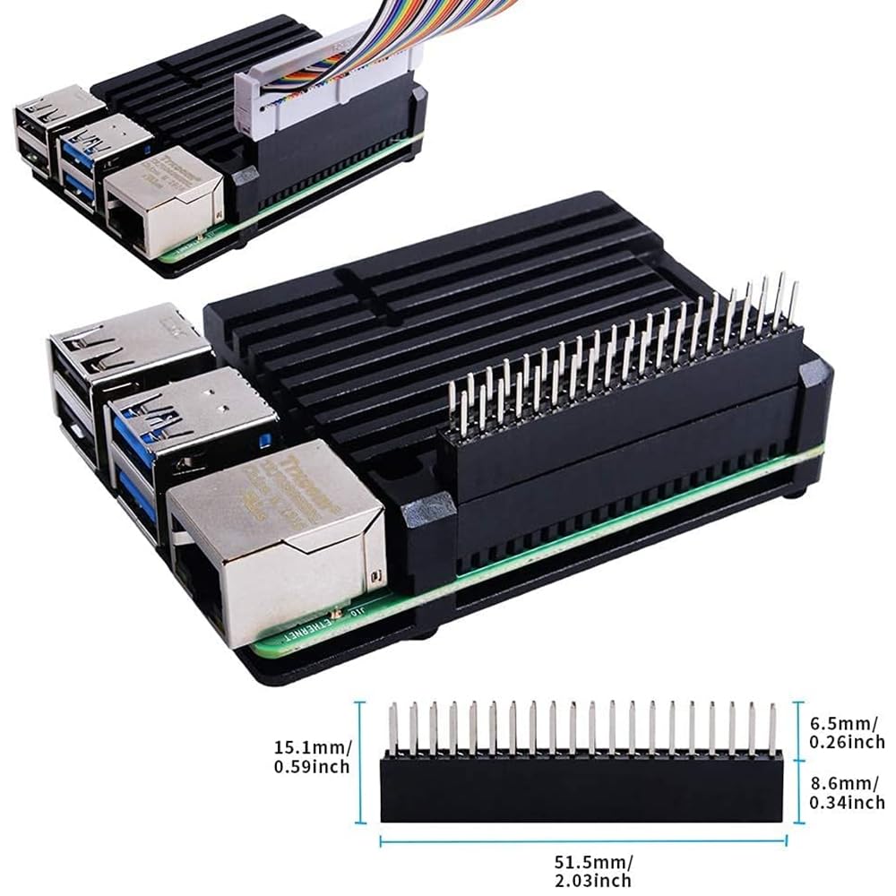 GeeekPi Case for Raspberry Pi 4B, Pi 4 Armor Case, Pi 4 Aluminum case with Passive Cooling/Shell Heat Dissipation Heatsink Thermal Tape for Raspberry Pi 4B