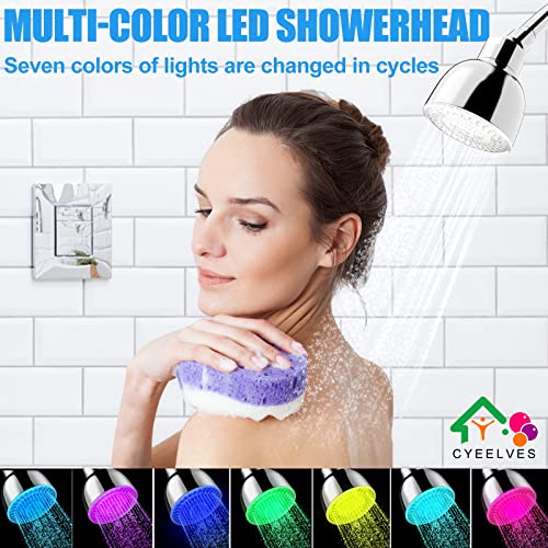 LED Shower Head, Shower Head with Lights, 7 Color Light Automatically Changing Led Rainfall Showerhead, LED Fixed Showerheads for Bathroom, High Pressure Quiet Adjustable Rain Showerhead for Kid Adult