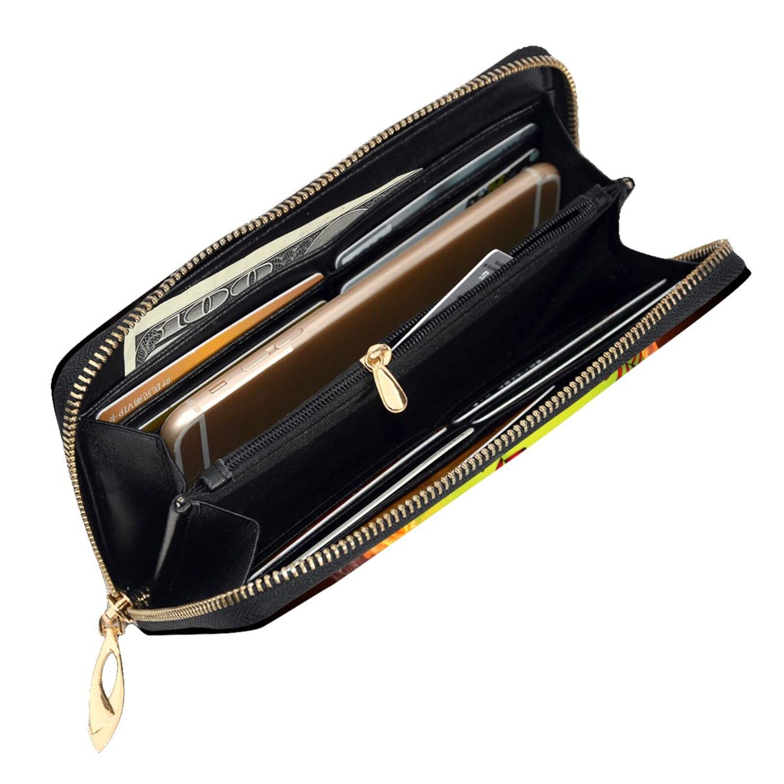Long Handbag Purse Wristlet Bag Card Holder Wallet-Softball Fire Leather Wallet for Women Men