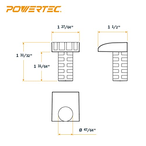 POWERTEC 71037 Low Profile Bench Dogs | Woodworking Workbench Peg Stoppers for 3/4" Holes | Black โ 4 Pack