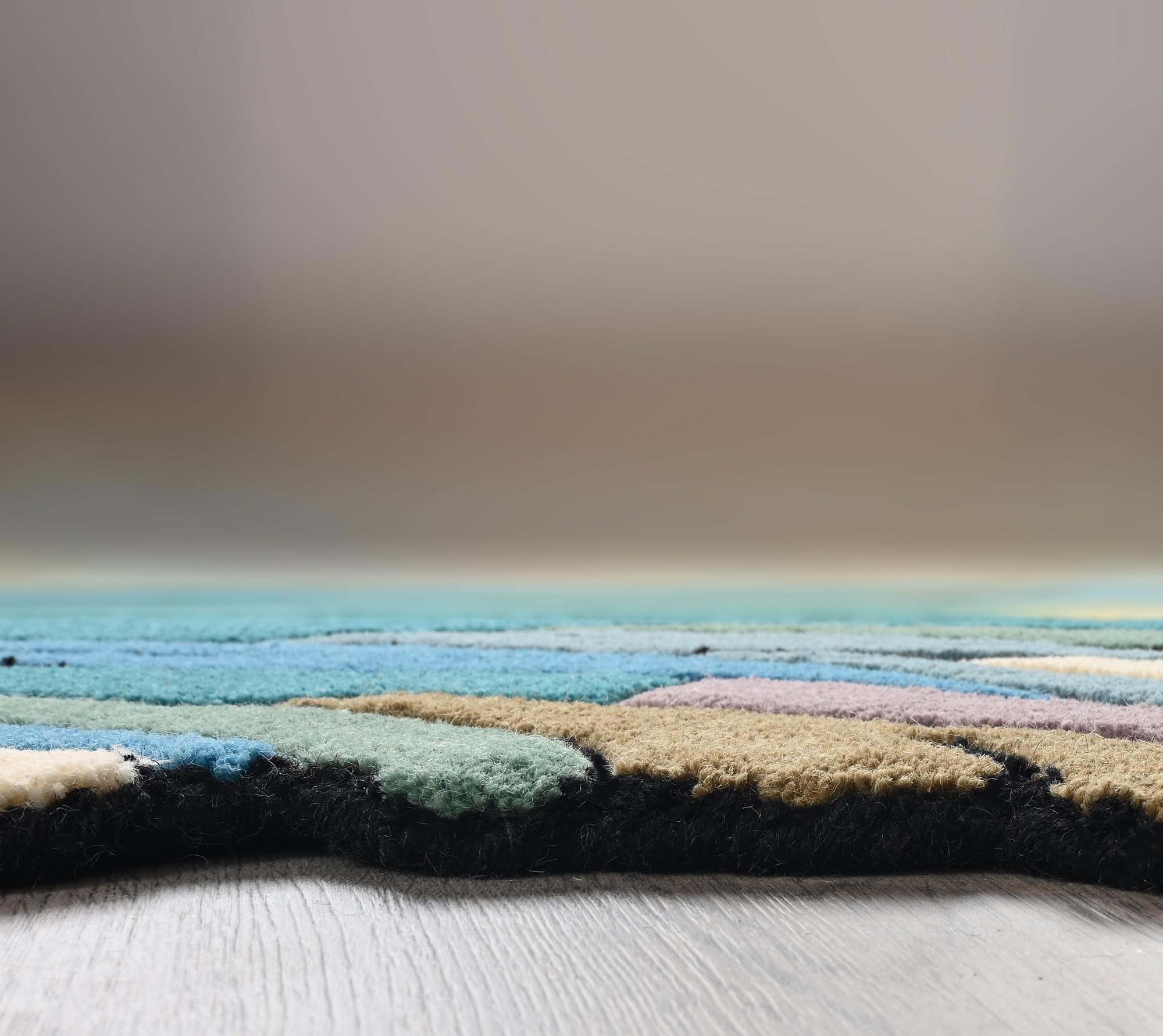 Restoration and Renovation Handmade Irregular Shape Wool Area Rug - Unique Contemporary Botanical Design, Thick & Soft Carpet - Perfect for Living Room, Bedroom Decor (Multi, 6' x 9')