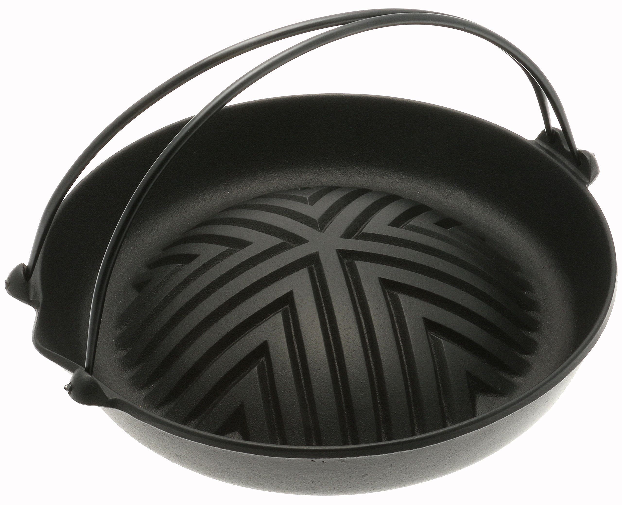 Iwachu Cast Iron Genghis Khan Grill Pan, Black