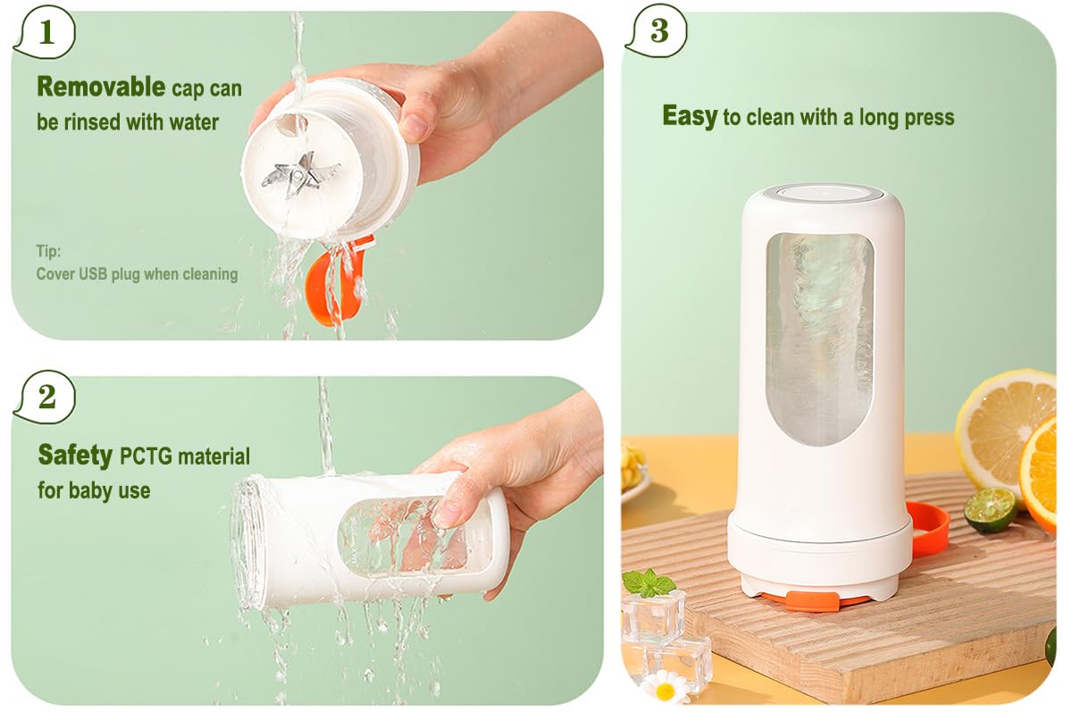 Portable Blender for Shakes and Smoothies, 13oz Personal Blender with USB Rechargeable and 10 Blades Mini Small Blender Bottles for Office Gym Kitchen (White)