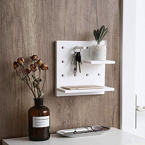 Wall Plastic Decorative DIY Convenient Pegboard Wall Mount Display Wall Organization Storage Wall Shelf for Living Room Kitchen Bathroom Office ,Set of 2