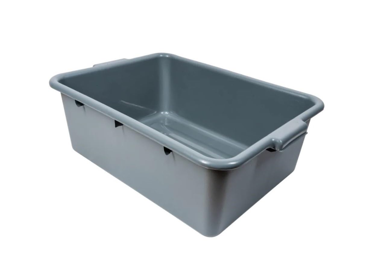 Soro Essentials- 21-1/4" x 17-1/4" x 7" Deep Plastic Commercial Bus Box Tub Gray Color- Utility Bus Tub Food Service Bus Tub Wash Basin Dish Tub for Kitchen Organizer Storage