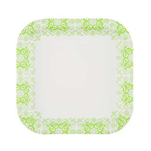 Glad Tabletop Square Disposable Paper Plates for All Occasions | Soak Proof, Cut Proof, Microwaveable Heavy Duty Disposable Plates | 50 Count (Pack of 1),Green