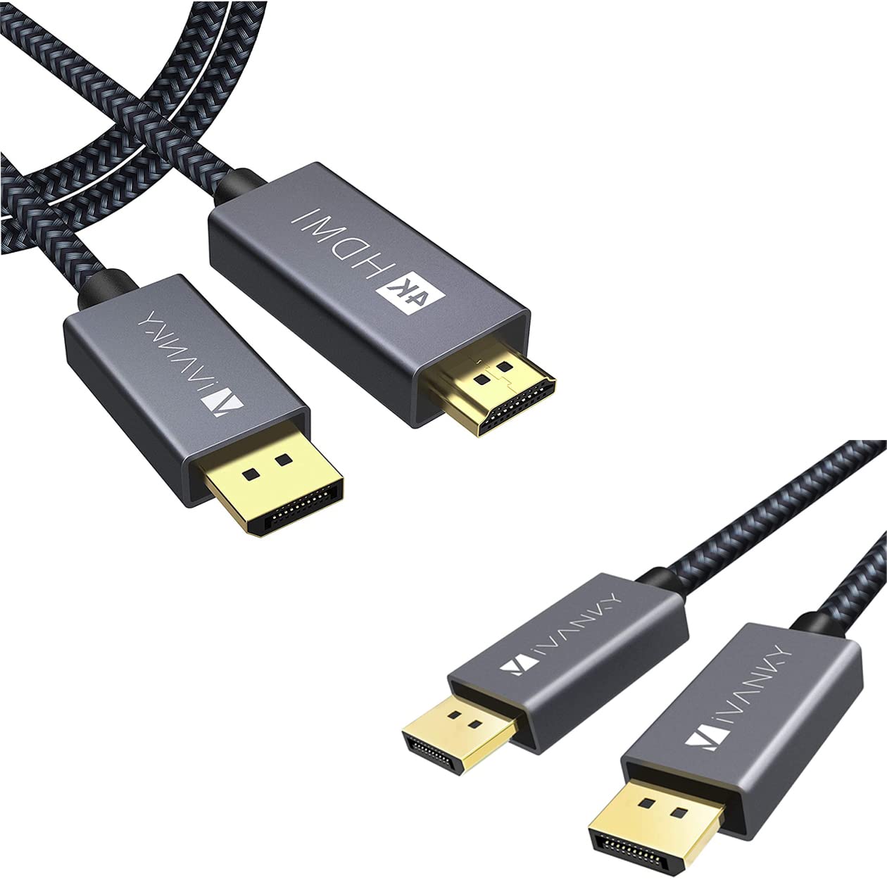 IVANKY DisplayPort Cable 10FT, and Uni-Directional 4k@30Hz DisplayPort to HDMI Cable