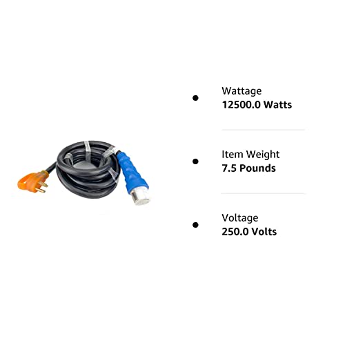 Reliance Controls Corporation PC5010-14 50-Amp, 10-Foot Generator Power Cord for Generators Up to 12,500 Running Watts ,Black