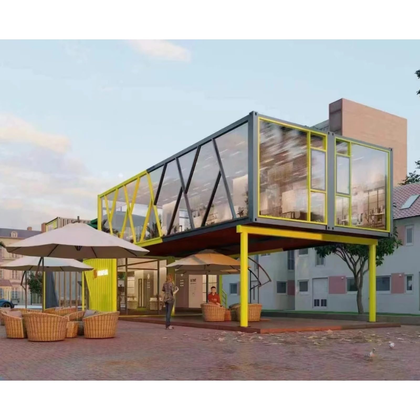 Portable prefabricated Tiny Home,Prefabricated Steel Frames Container House, Mobile prefab Office,Food Selling Booth, Shopping Container Home of 18㎡ 36㎡ 73㎡