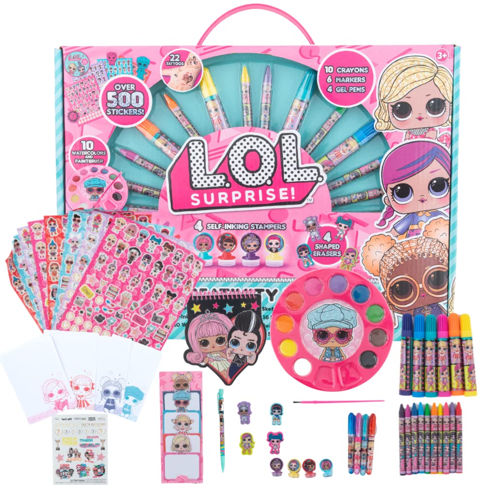 LOL Surprise Creativity Fun Kids Art Set for Coloring, Painting, and Crafts