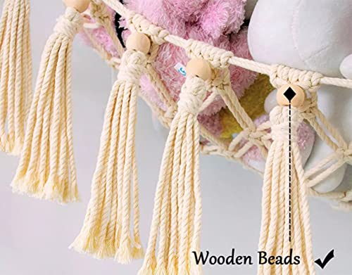IYOG Stuffed Animal Net or Hammock (41inx41inx52in) - Corner Net for Stuffed Animals for Wall - Stuffed Animal Storage - Toy Hammock -Stuffed Animal Hammock (Cream) Hardware Included