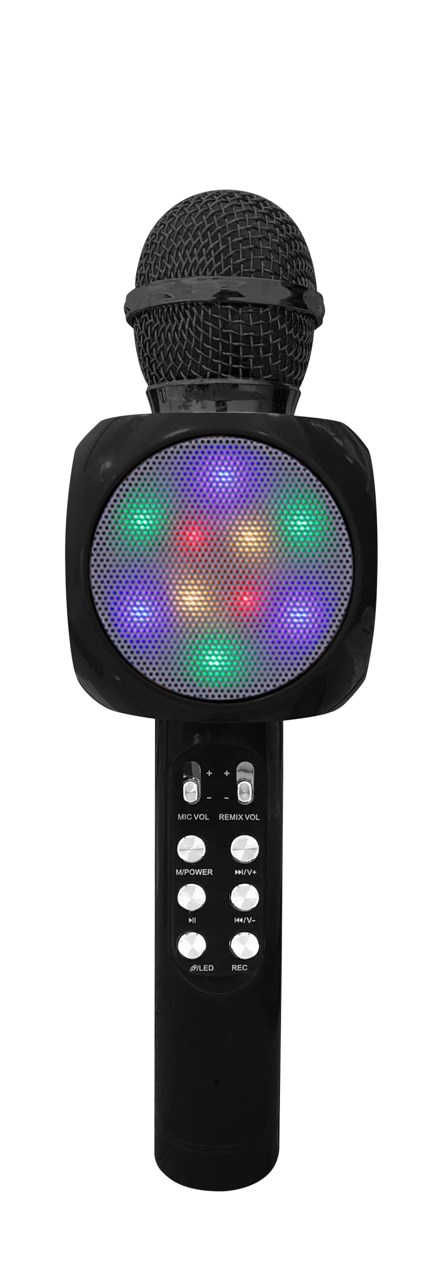 Handheld Karaoke Microphone for Kids and Adults, Wireless Bluetooth 5.0 Microphones, Remix and Playback Functions, Piano Finish Colorful Flashing LED Lights, Sing and Play Along, 5 Hour Battery Life