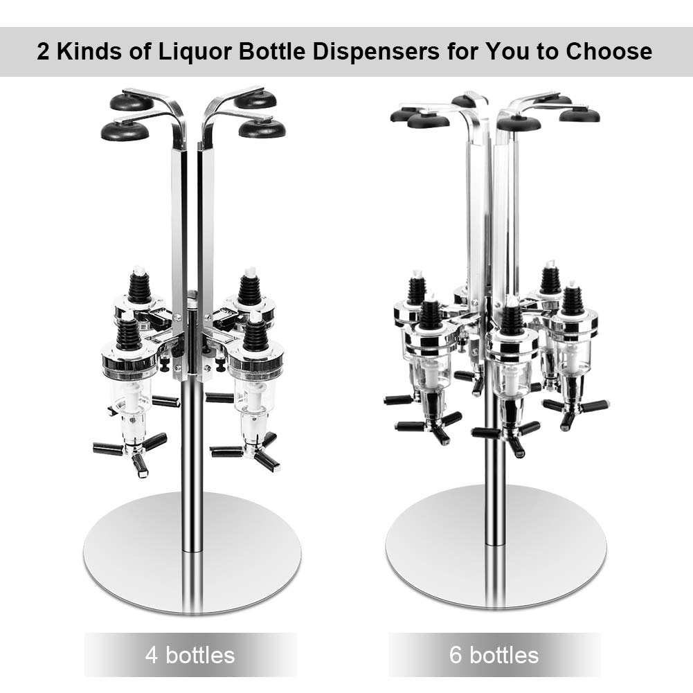 Liquor Dispenser, Bar Butler Wall Mounted Liquor Dispenser Liquor Bottle Holder, Professional Revolving Alcohol Caddy Beer Cocktail Soda Shot Dispenser Wine Holder Party Drinking Pourer (6 Bottles)