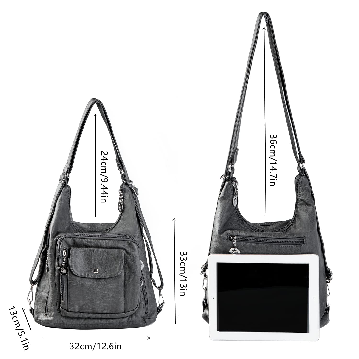 Handbags for Women Hobo Bags Shoulder Bag Tote Bag Satchel Handle Bag (Gray)