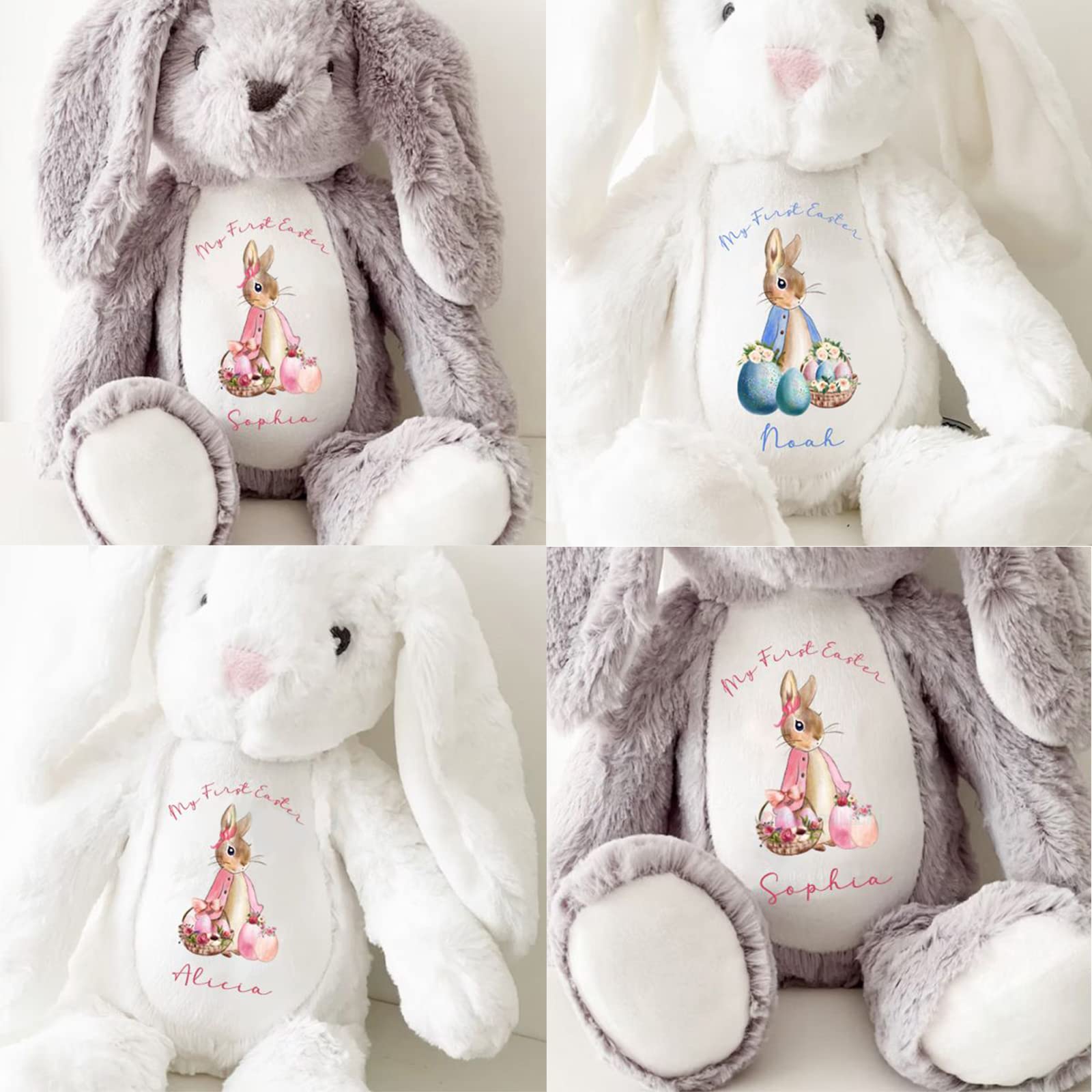 KAKU HOME Personalised My First Easter Gift Bunny with Name,The Plush Rabbit That Accompanies The Child