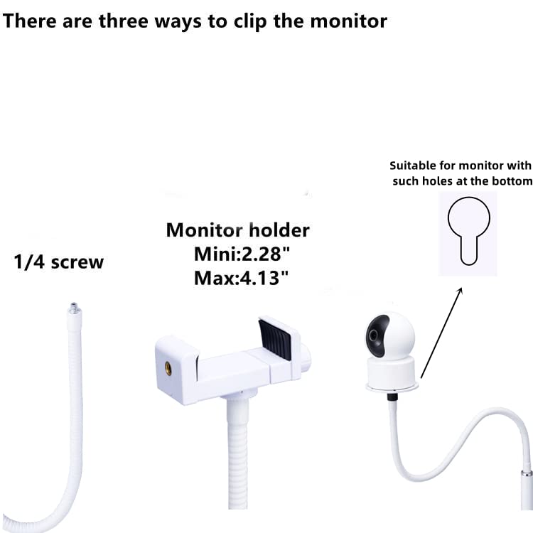 JTACHIONG White Floor Holder Stand Mount with Clamp for Surveillance Camera, 3lb Sturdy Base,Height Adjustable 31.5-68.8",Compatible with Baby Camera Monitor/Security Camera