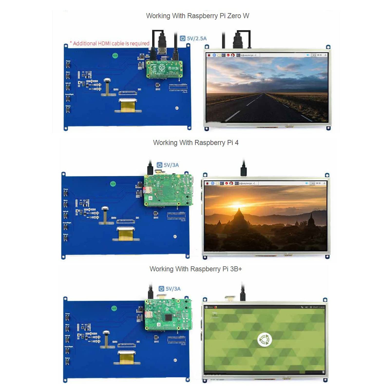 Kafuty-1 for Raspberry Pi 10.1 Inch Display Screen,1024x600 HDMI LCD Screen Display Monitor for Raspberry Pi Zero W,4,TN LCD 90
