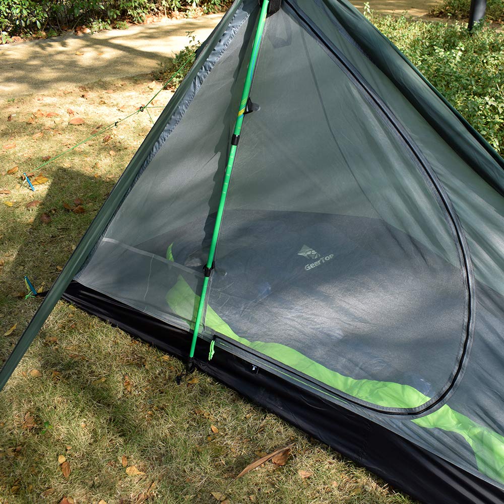 GEERTOP 1 Man Tent for Backpacking Ultralight 3 Season Single Person Poleless Tent for Camping Hiking Backpacking - Easy to Set Up