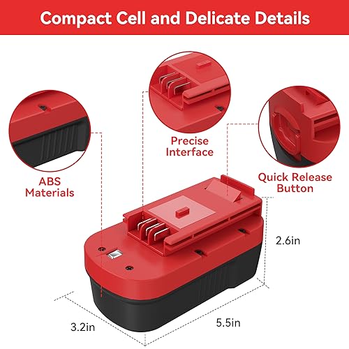 HOCHSTERN 2Pack 4.5Ah Ni-Mh Replacement for Black and Decker 18v Battery HPB18-OPE HPB18 244760-00 A1718 FS18FL FSB18 Firestorm Compatible with Black and Decker 18 Volt Cordless Power Tools Battery