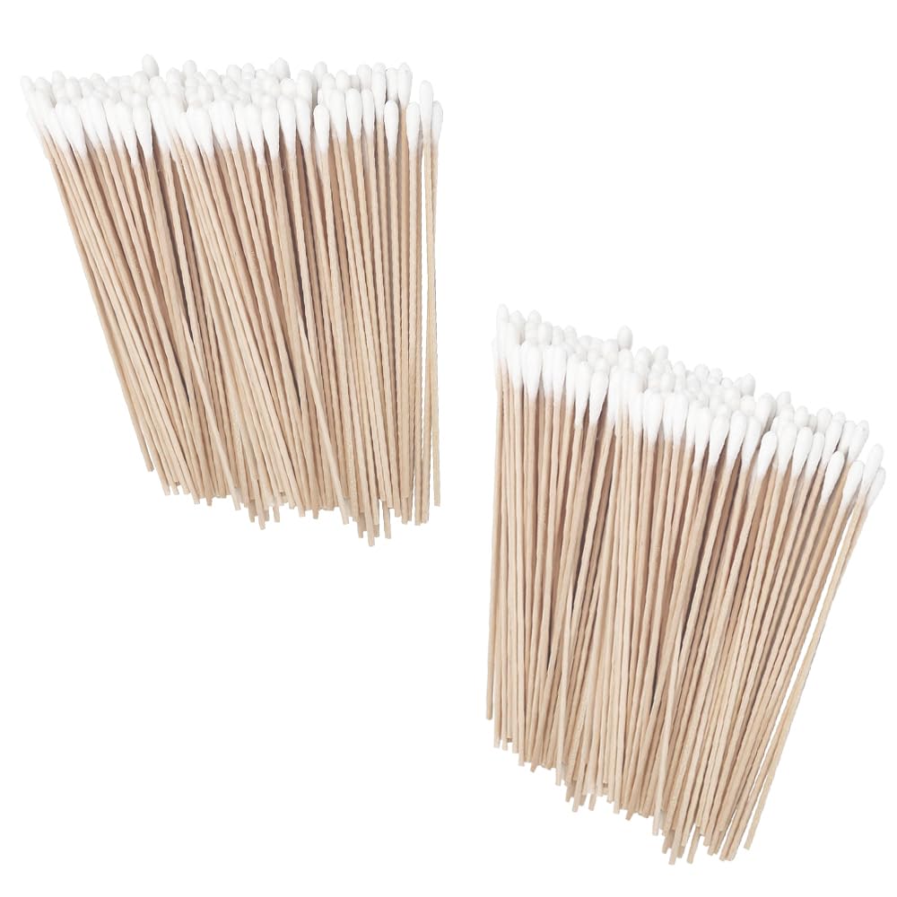 Organic Long q tips Cotton Swabs 6 inch with Thick Wooden Sticks 150 Pcs of Pack, qtips Cotton Swabs Pure Natural Bamboo Biodegradable, Single Head, q tips for ears, Makeup and Daily Use