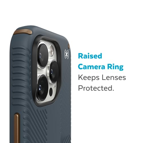 Speck iPhone 14 Pro Case - Drop Protection, Scratch Resistant, Dual Layer Slim Phone Case for 6.1 Inch iPhones 14 Pro - Built for MagSafe - Presidio2 Grip - Charcoal/Cool Bronze/White