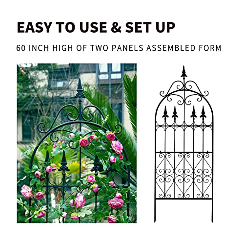SCENDOR Garden Trellis 60β x 21.7β for Climbing Plants 5FT Metal Iron Wire Vine Flower Trellises for Outdoor Climbing Plants Support