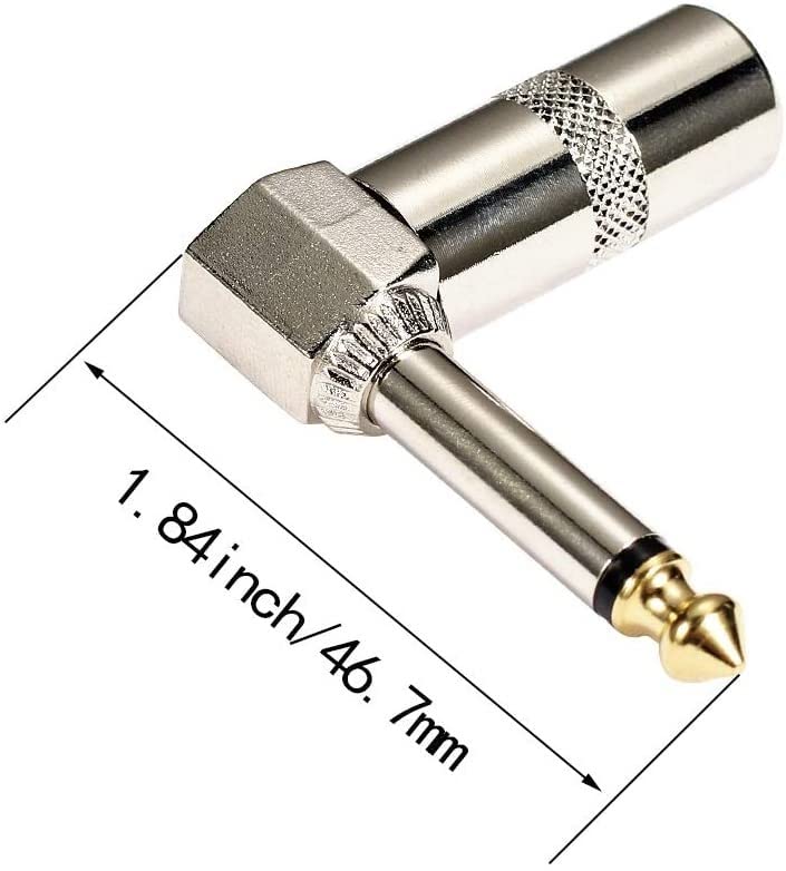 HUASEN TS Plug,1/4" Straight 6.35mm Heavy Duty TS Mono Male Solder Type Jack Connector for DJ Mixer Speaker Cables Guitar Cables Microphone Cables (Straight TS Plug 5PACK)