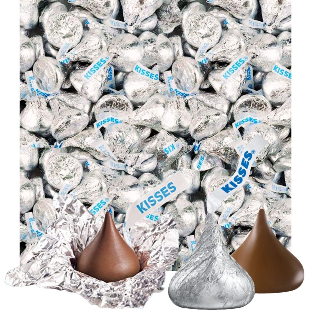 Hershey's Kisses Milk Chocolate Candy in Silver Foils β 280 Pieces (3 Pounds) Bulk Party Pack Individually Wrapped