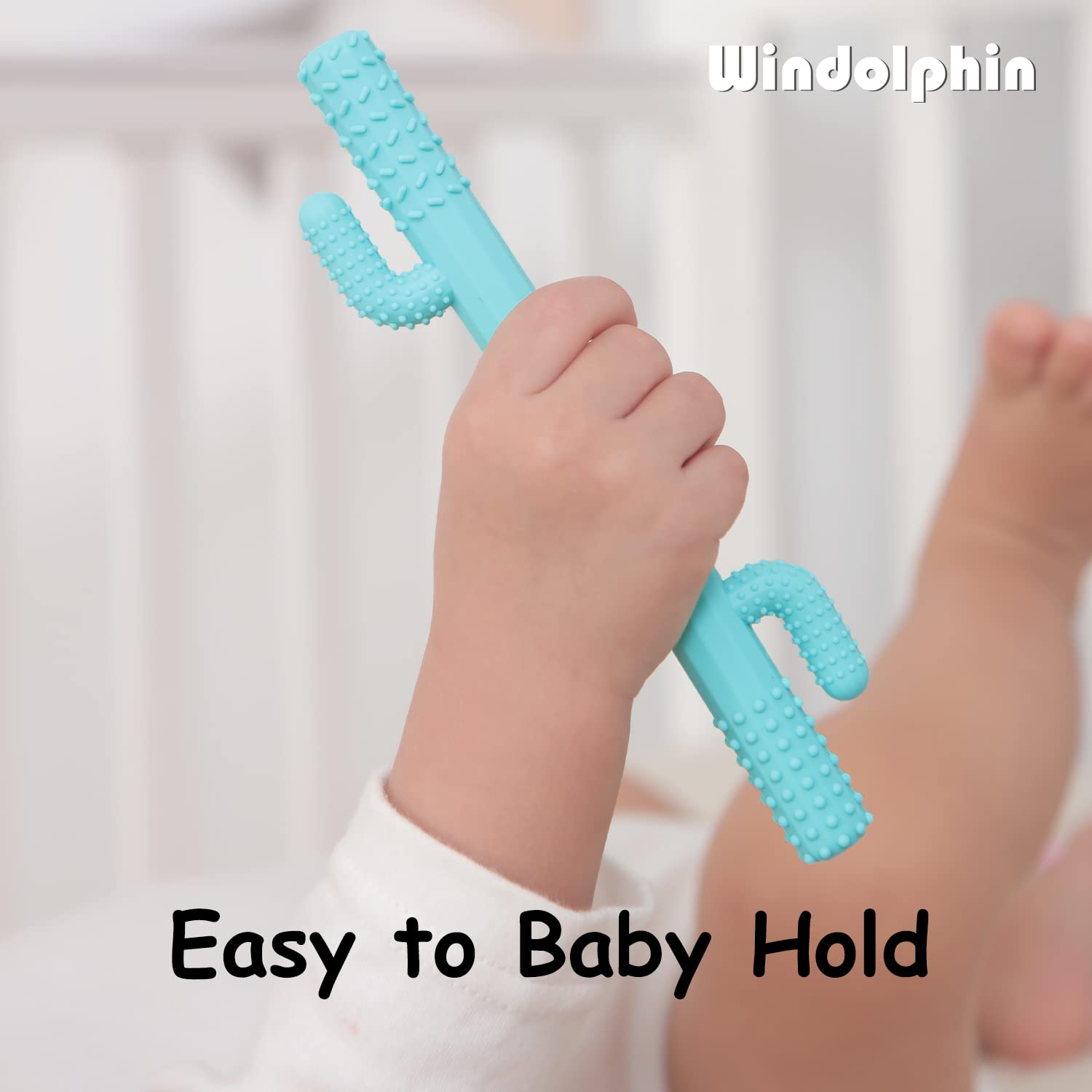 Hollow Teether Tubes, 5 Pack Chew Straw Toy with 2 Brushes, Windolphin Teething Toys for Babies 0-12 Months, Baby Molar Toy, Free BPA, Dishwasher and Freezer Safe