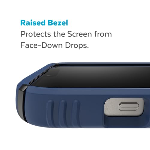 Speck iPhone 14 Plus Case - Drop Protection, Scratch Resistant, Dual Layer Slim Phone Case for 6.7 Inch iPhones 14 Plus - Built for MagSafe - Presidio2 Grip - Coastal Blue/Black/White