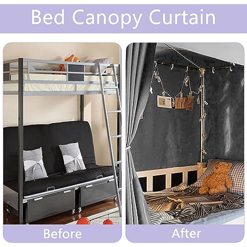Kmhesvi Grey Canopy Bed Curtains - 4 Corner Post Bed Curtains Canopy King Bed Canopy Curtains for Adults Girls Bedroom Decoration(Grey, King)