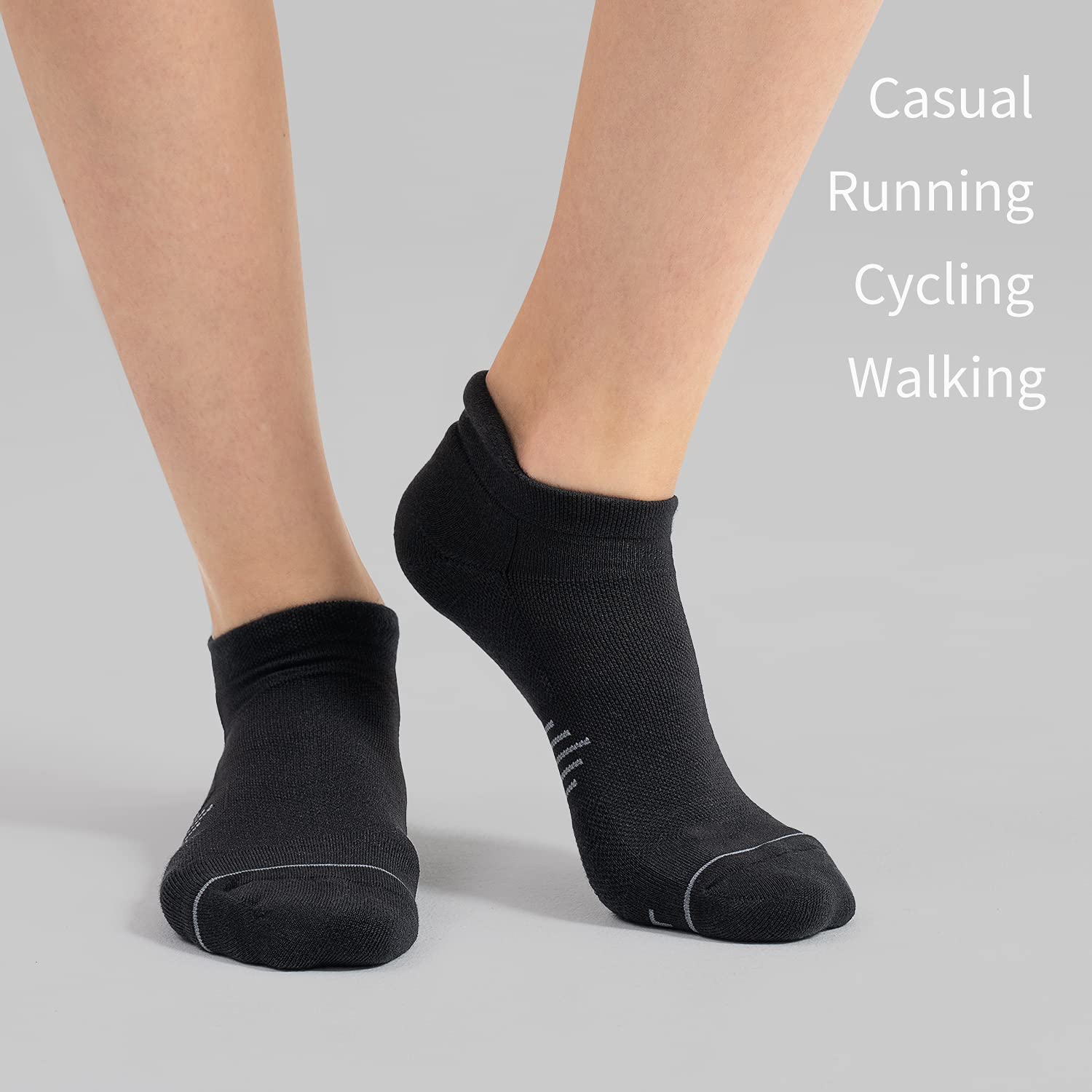 FITRELL 6 Pack Women's Ankle Running Socks, Low Cut Athletic Socks With Tab, White Mixed, Small