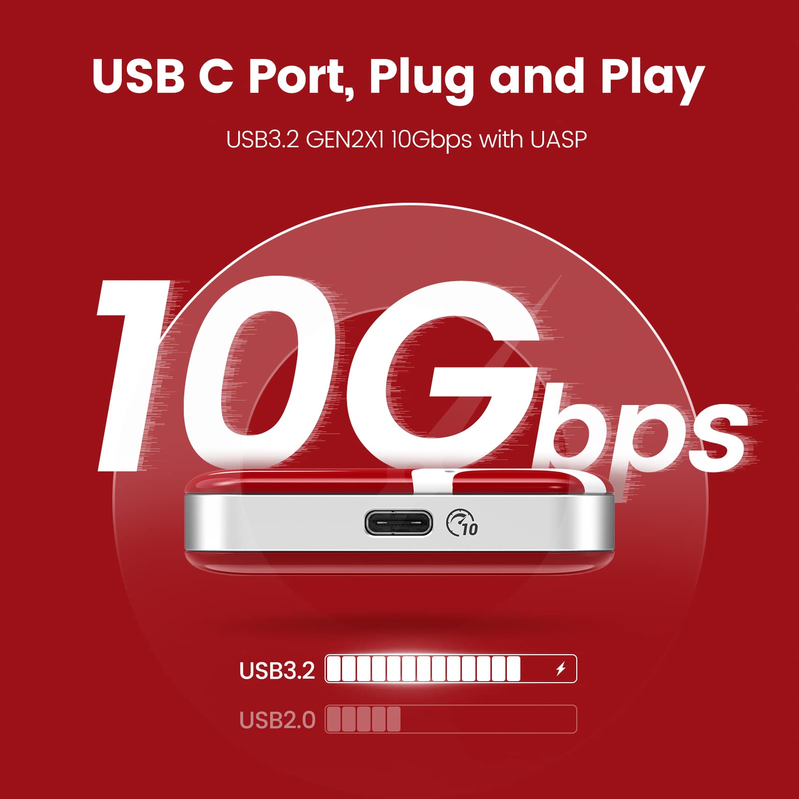 ORICO 256GB Portable SSD - Up to 550MB/s - USB-C, USB 3.1 Gen 1- External Solid State Drive - PSSD with UASP- SUPRE