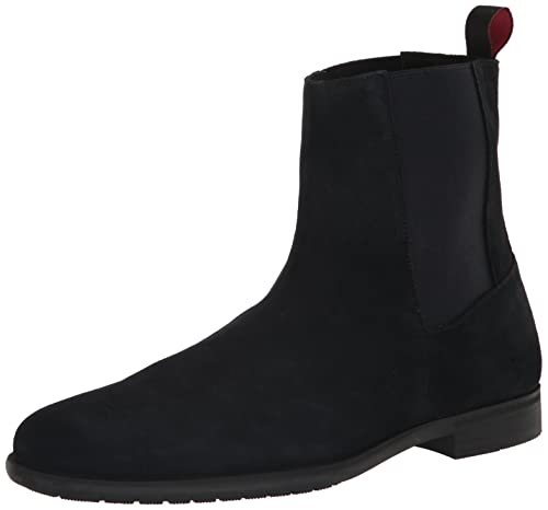 HUGO Men's Smooth Suede Pull On Chelsea Boot Hunting Shoe, Captain Navy, 11.5