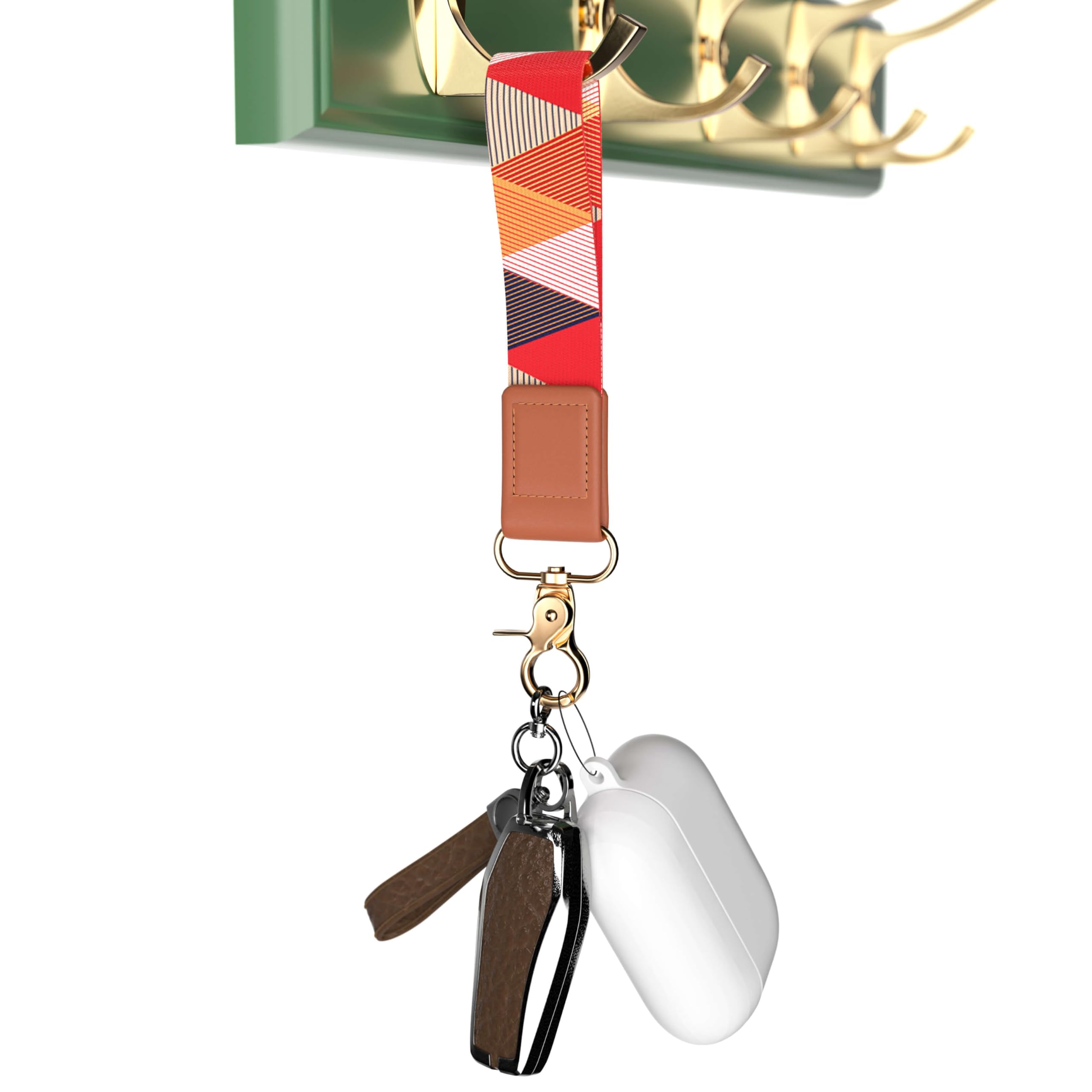 Handlein Key Ring Bracelet ďźMini Keychain Bracelet for WomenďźKey Rings for Keychains Holder Car ID Badges Card Wallet Phone Camera.ďźTriangleďź