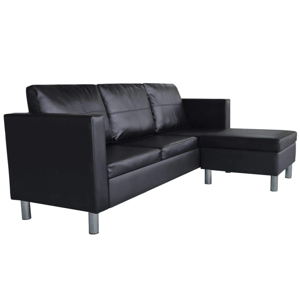 FAMIROSA Chesterfield 3-Seater Sofa Artificial Leather Upholstered L-Shaped Sectional Sofa Couch for Living Room, Home, Office Furniture 74" x 48" x 30.3"
