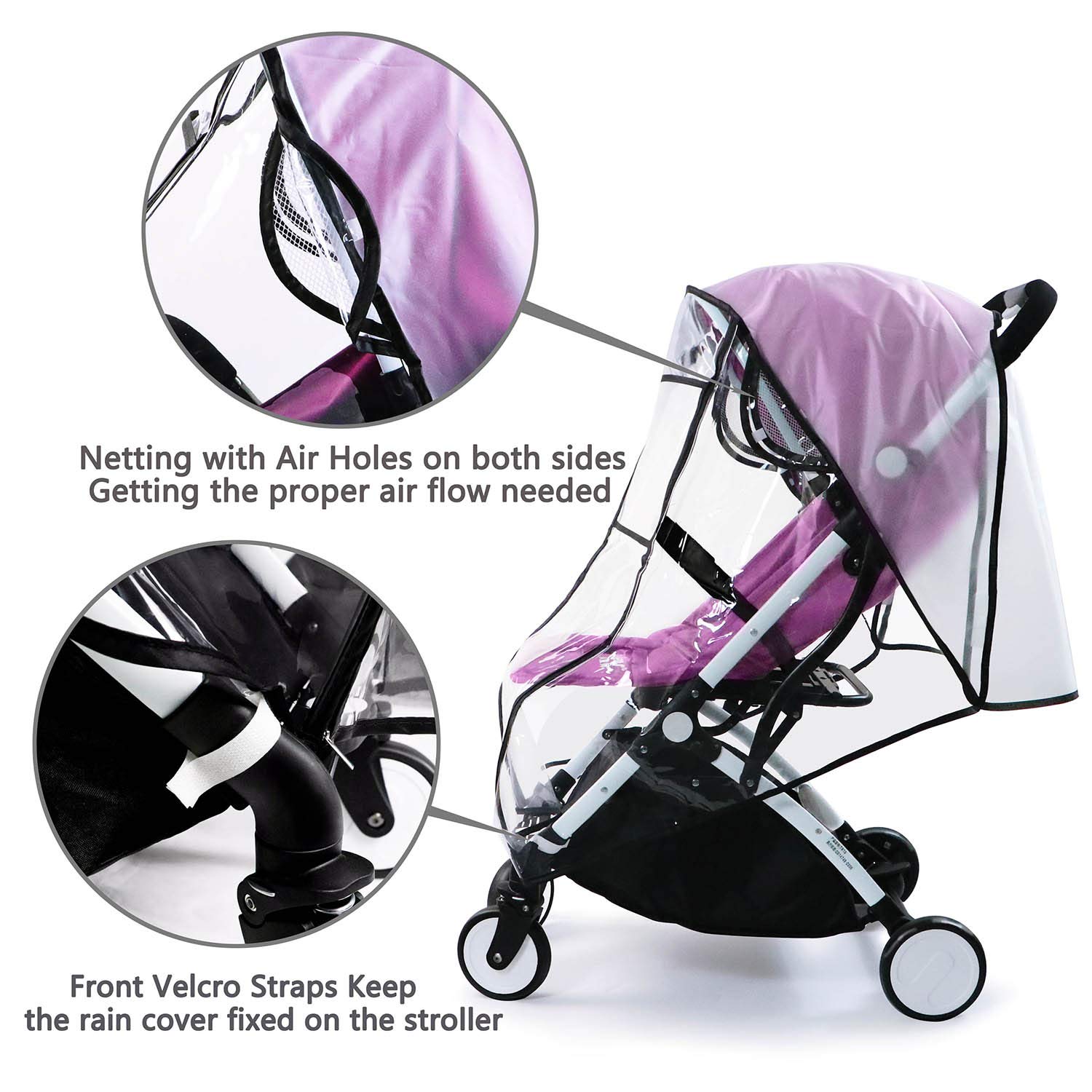 FANGSUN Universal Stroller Rain Cover, Baby Stroller Weather Shield, WaterproofâStroller Cover, Travel Umbrella Stroller Wind Dust Shield, Food Grade EVA, Eye Protect