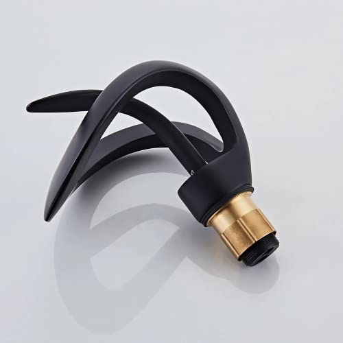 Lovedima Elegant Waterfall Single Handle 1-Hole Bathroom Vessel Sink Faucet Solid Brass Lavatory Vanity Sink Faucet,Black