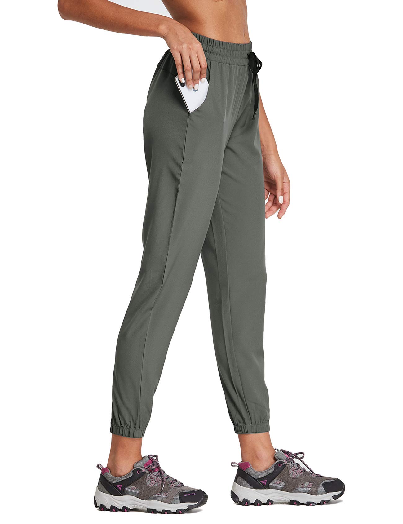 FitsT4 Women's Lightweight Hiking Pants Quick Dry Drawstring Joggers Ankle Pants with Pockets Charcoal Size M