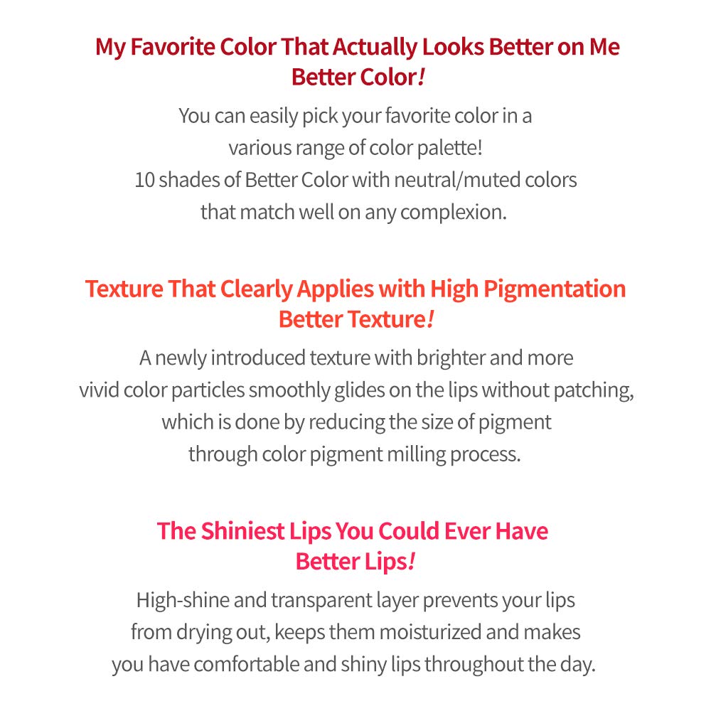 ETUDE HOUSE Better Lips-Talk (#BE101 Dancing China) | Vivid Color Long-Lasting Lipstick with Hydro Shine | Lips Makeup
