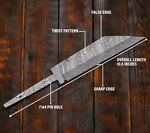 Handmade Damascus Steel Hunting Knife Blank Seax Knife For Knife Making Supplies RK 11