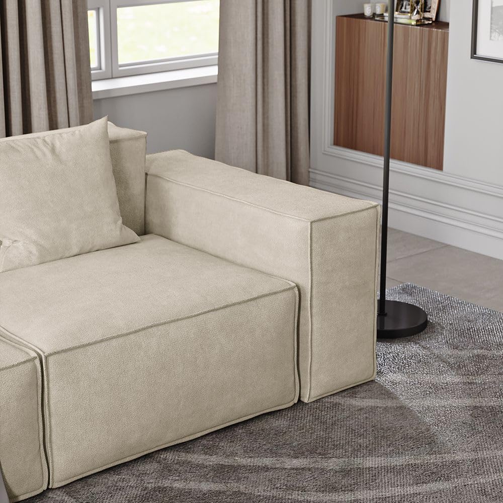 POVISON 115" Modular Sectional Sofa for Living Room Modern Large Sectional Couches Velvet Deep Seat Sofa Set 3 Seats Oversized Big Comfy Cloud Couch for House Office