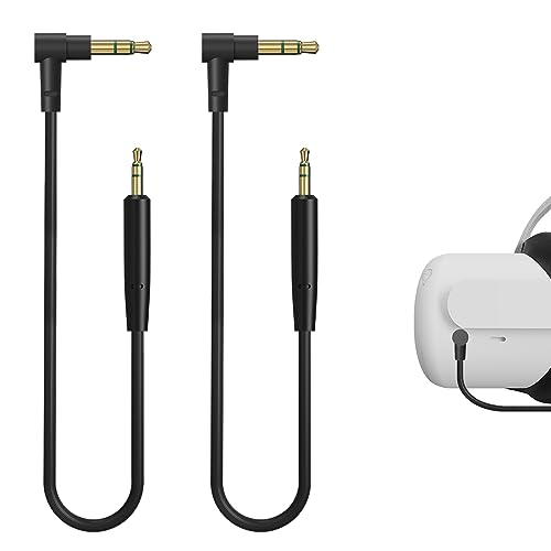 Geekria VR Short Audio Cable Compatible with Oculus Quest 2, HTC Virtual Reality Headset, 3.5mm Male to 2.5mm Male Cord, TRS Replacement Cable for Headphones (2 Pack / 1ft)