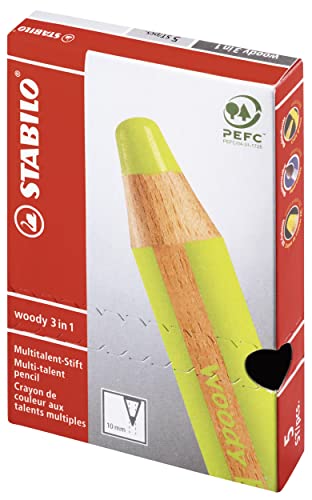 STABILO Multi-talented Pencil woody 3-in-1 - Box of 5 - Pastel pink