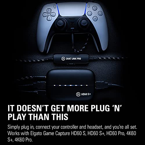 Elgato Chat Link Pro Audio Adapter for PS5, PS4, Nintendo Switch, Capture Voice Chat, Gameplay Sound, Extra Long Cable, Black