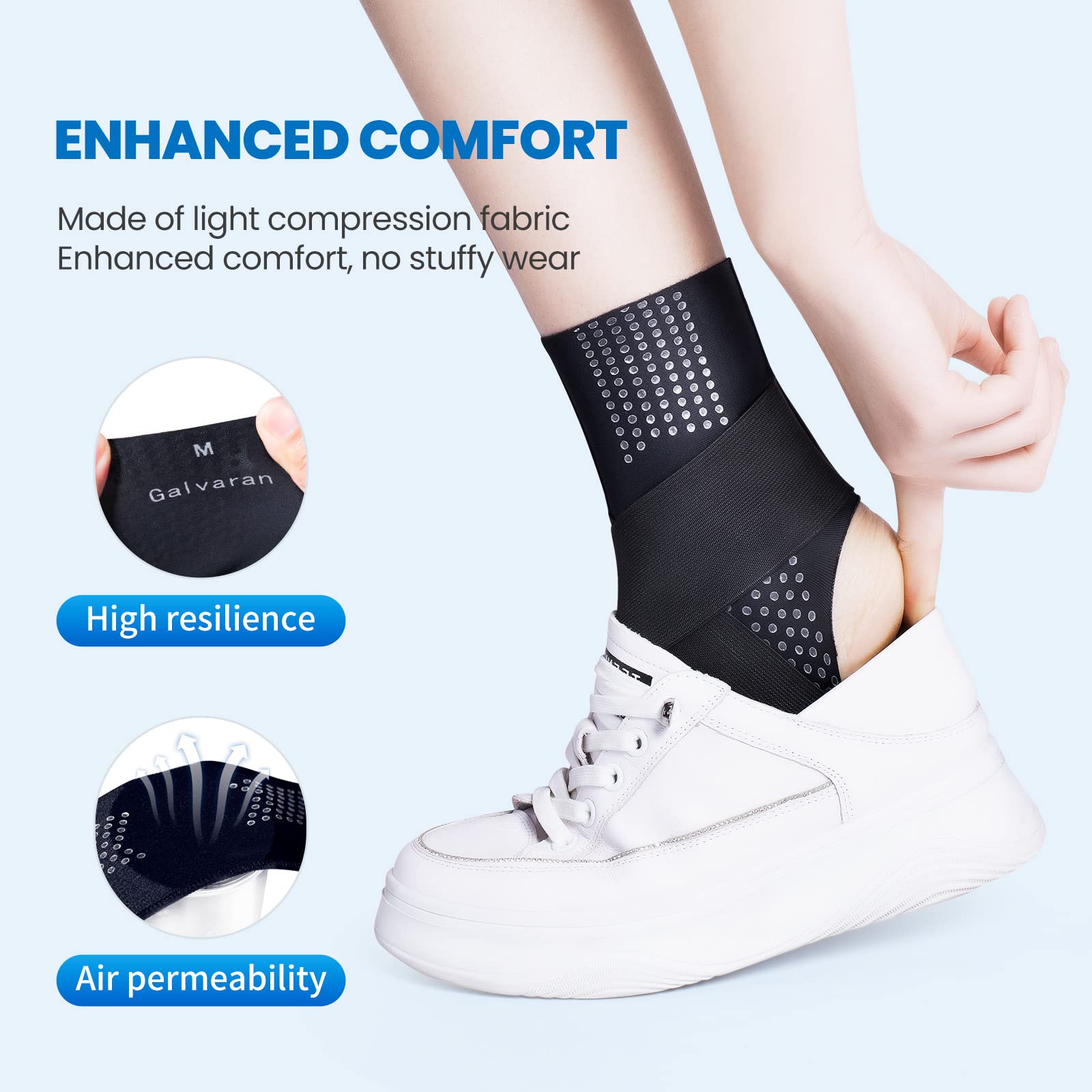 Galvaran Ankle Brace, Adjustable Breathable Compression Ankle Support,for Men and Women with Sprained Ankles, Ankle Wrap Stabilizing Ligaments, Plantar Fasciitis Relief