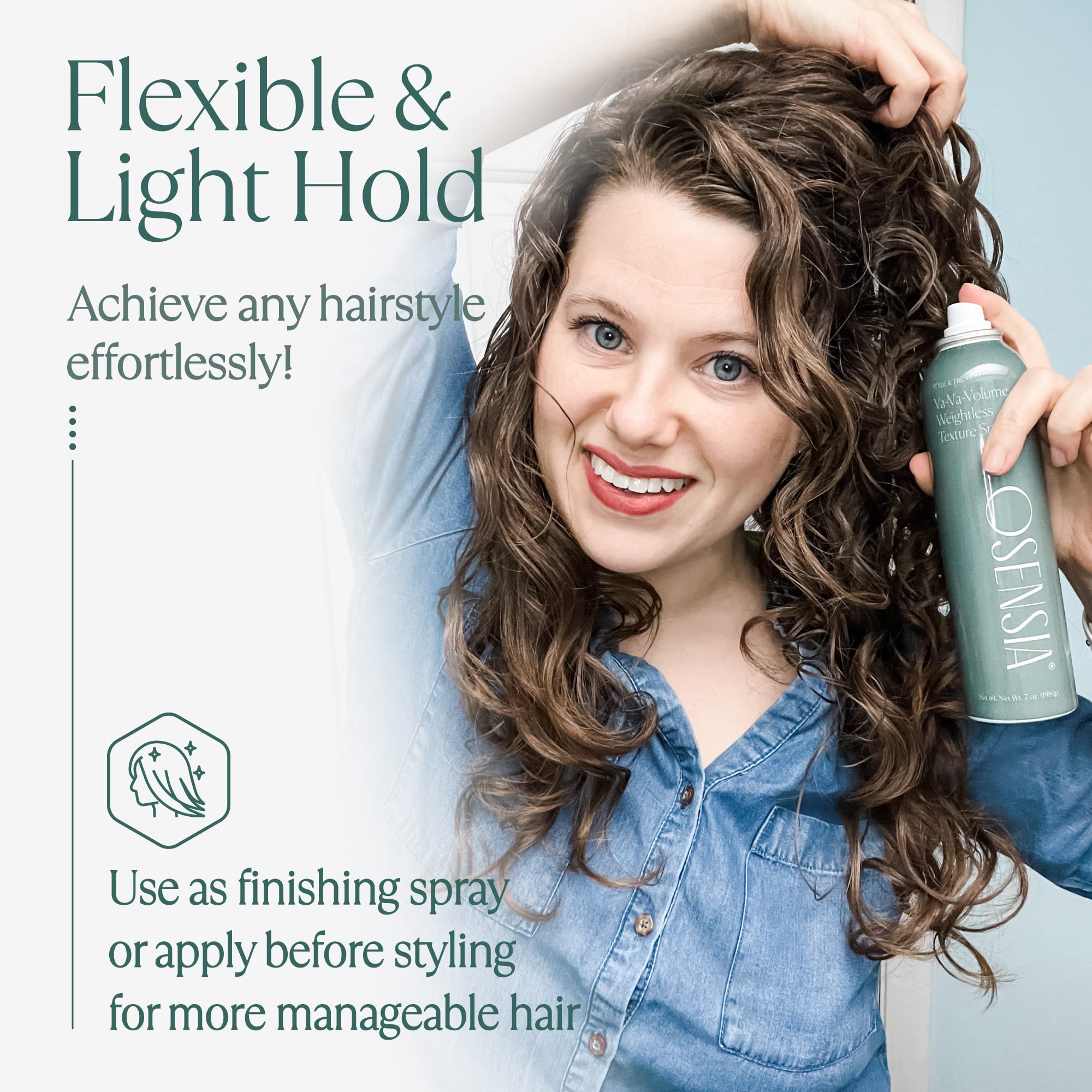 Osensia Weightless Hair Volume and Texturizing Spray for Hair - Sulfate and Cruelty Free, 244ml (7oz)