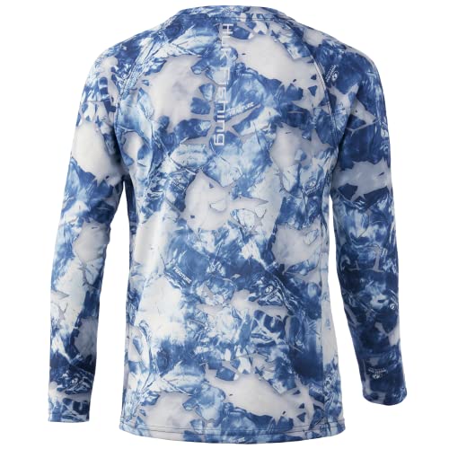HUK Unisex-Child Standard Pursuit Camo Kid's Long Sleeve Performance Shirt, Mossy Oak Barracuda, Large