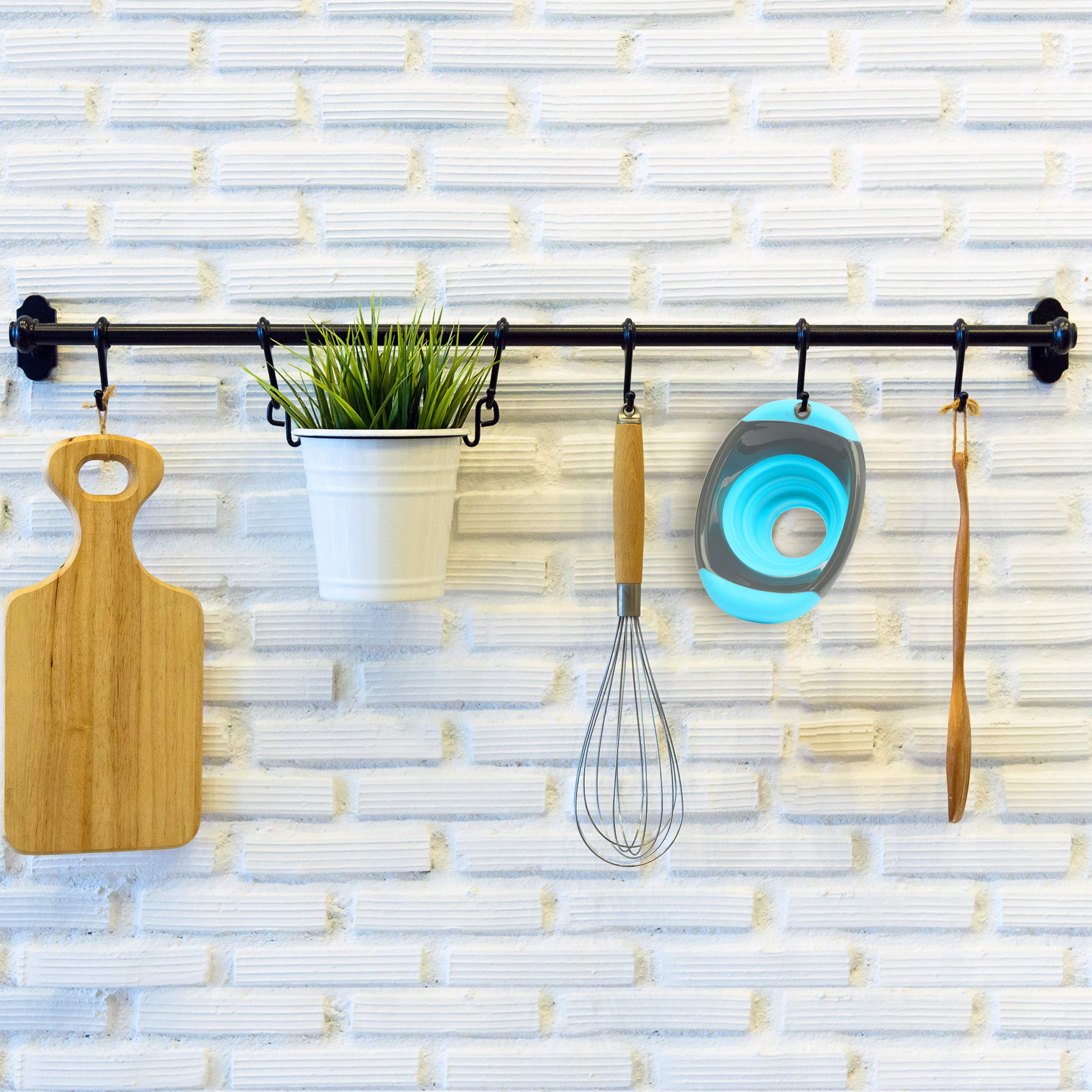 Kitchen Canning Funnel β Collapsible Silicone Food Funnel for Wide Mouth and Regular Mason Jars β Flexible Use for Coffee, Liquid, Jam, Cooking, Baking, Crafts - Teal/Gray