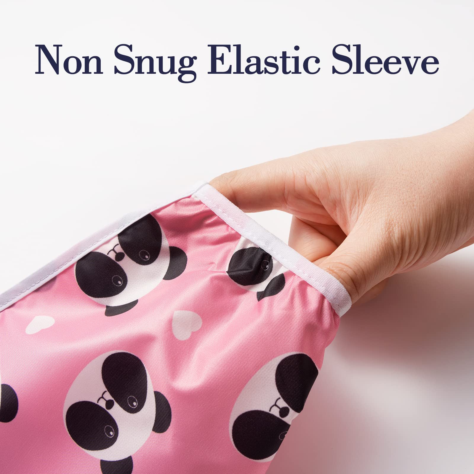 Long Sleeve Bib Shirt, Baby Smock for Eating with Pockets, Full Sleeve Waterproof Bib Apron for Babies Girls Boys Feeding, 3 Pack Sleeved Bib Set